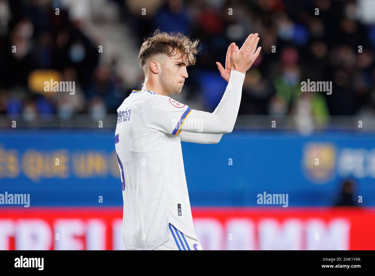 BARCELONA - JAN 29: Pablo Ramon in action during the Primera RFEF match ...