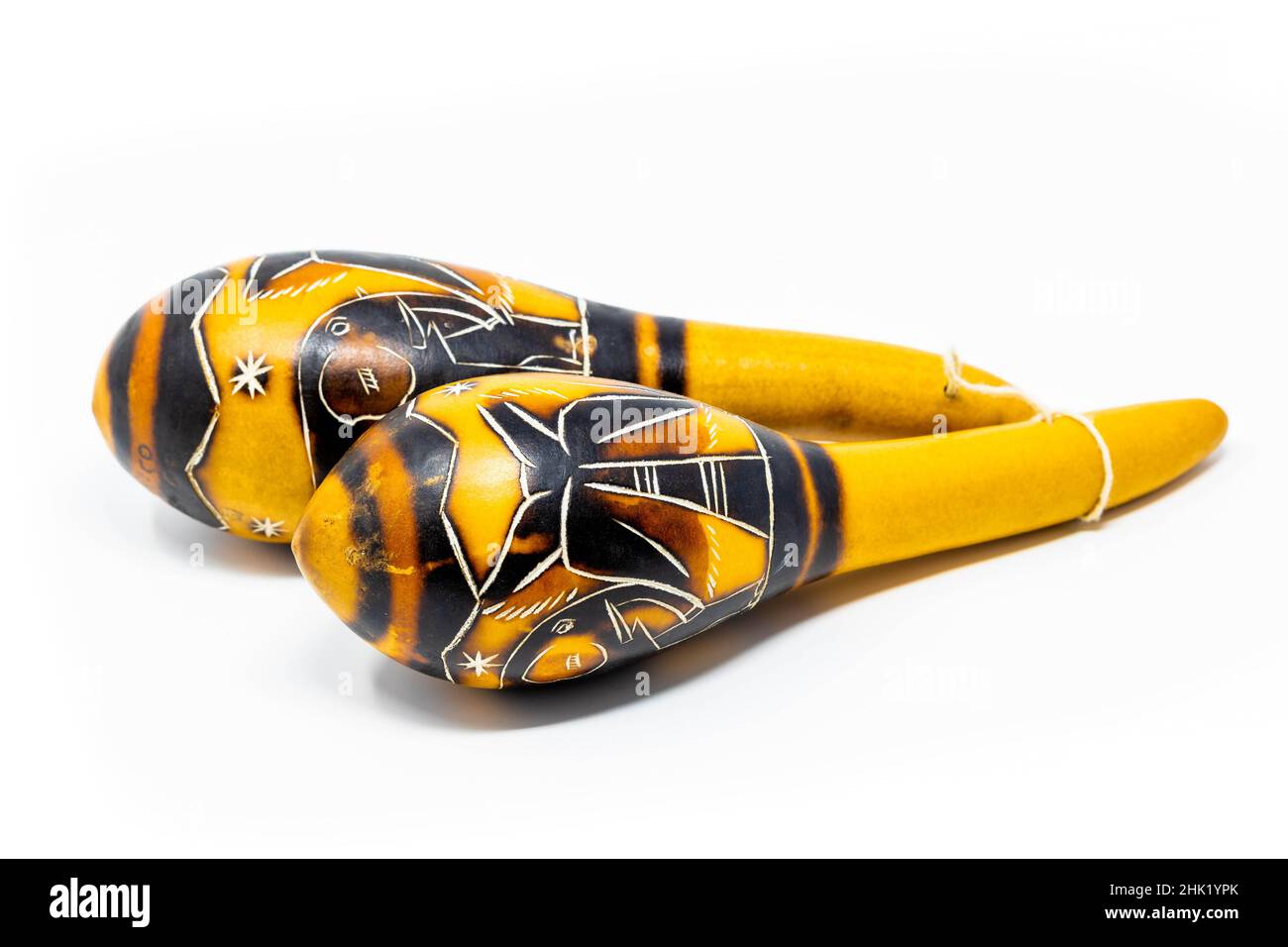 Pair of traditional crafted Peruvian Carved Gourd Rattle Maracas Stock ...