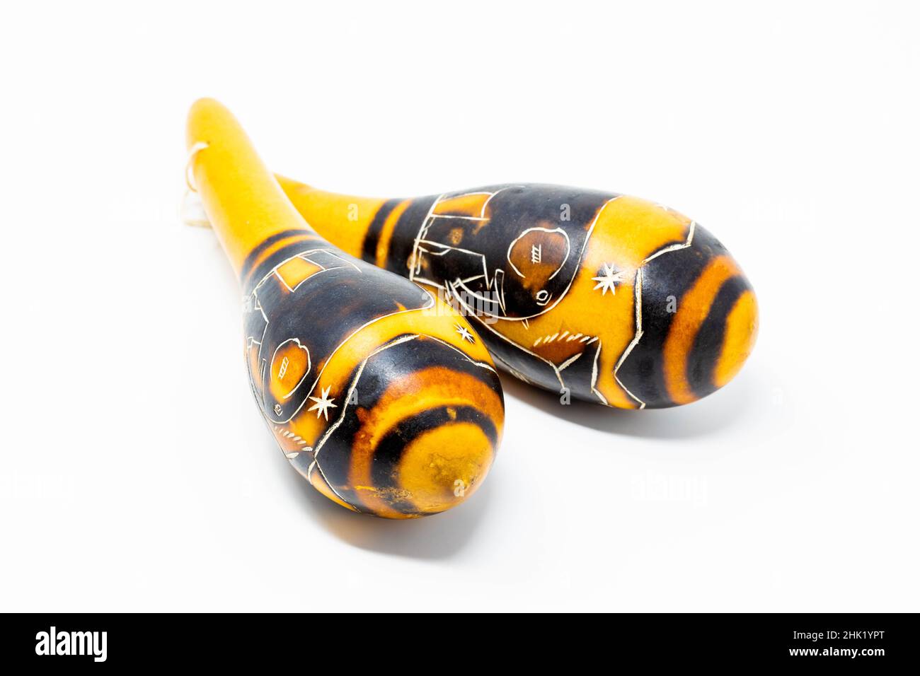 Pair of traditional crafted Peruvian Carved Gourd Rattle Maracas Stock ...