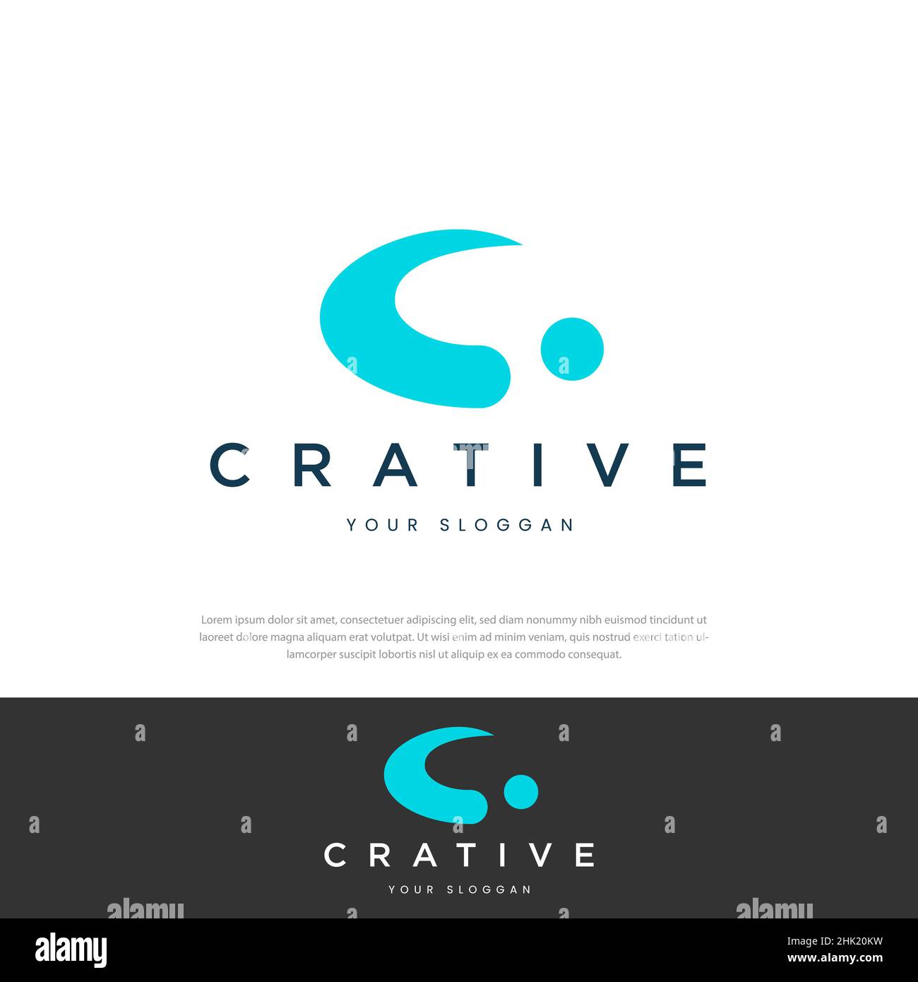 Abstract letter c logo design on light and dark background vector ...