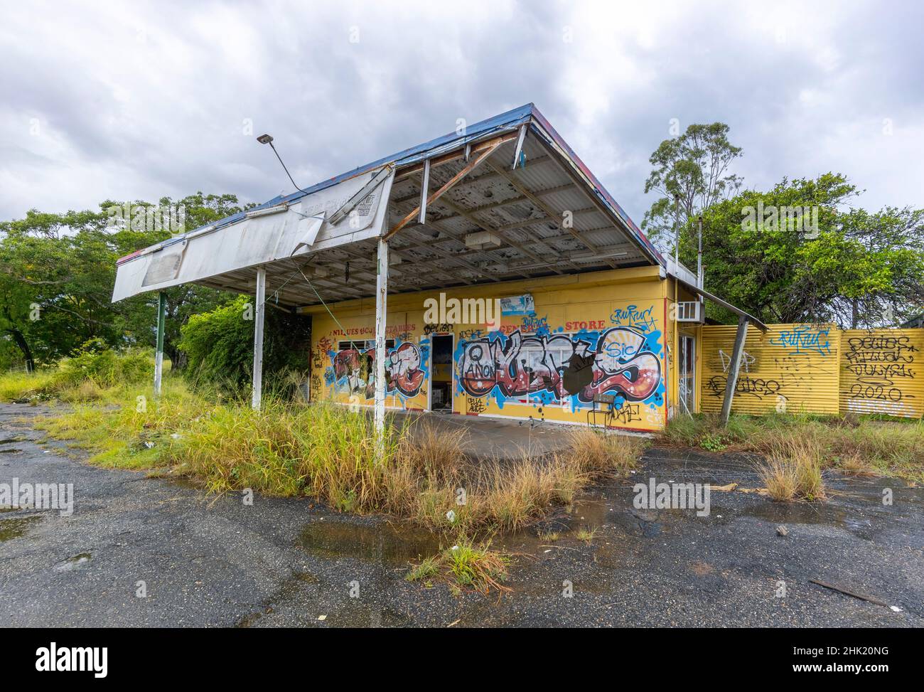 derelict servo on the Bruce Highway between Rockhampton and Mackay at ...