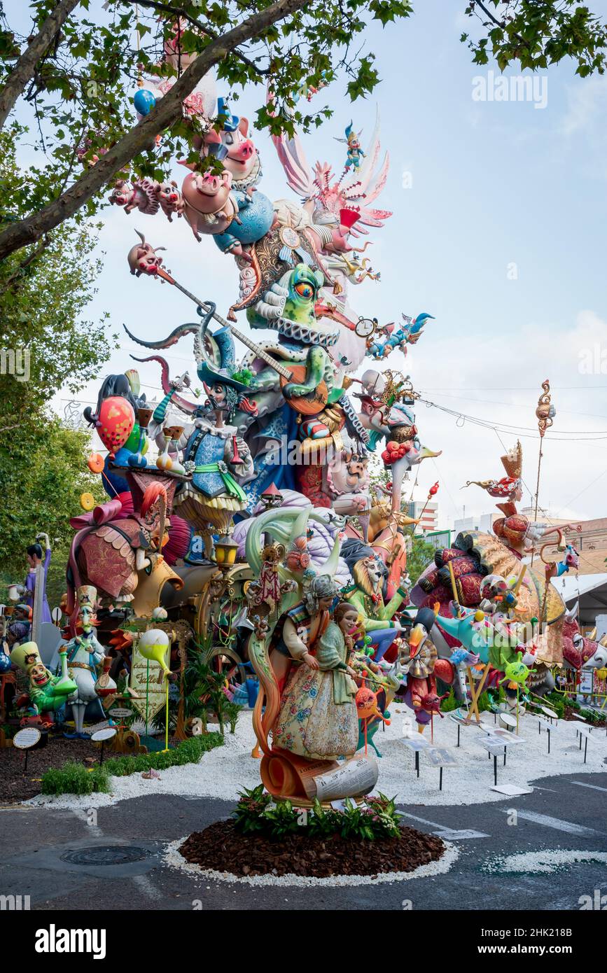 Valencia, Spain - 4 September 2021: Huge colorful paper mache display ...