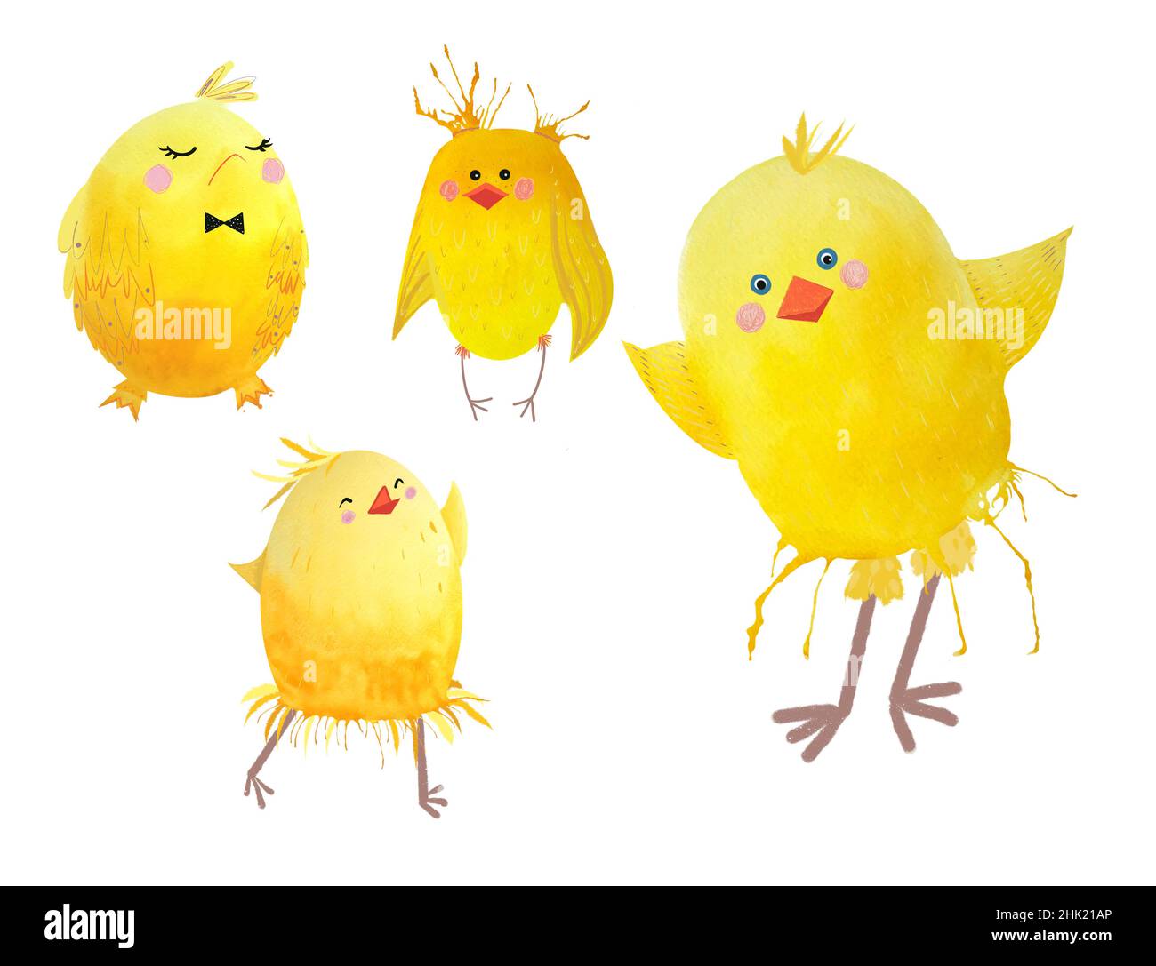 Easter chickens collection illustration isolated on white background ...