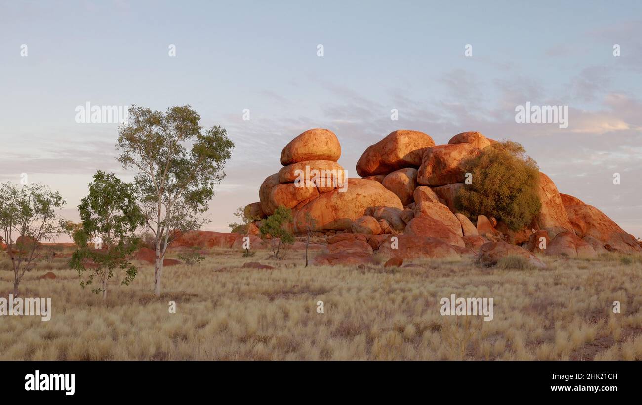sunset shot of the devil's marbles in the northern territory Stock ...