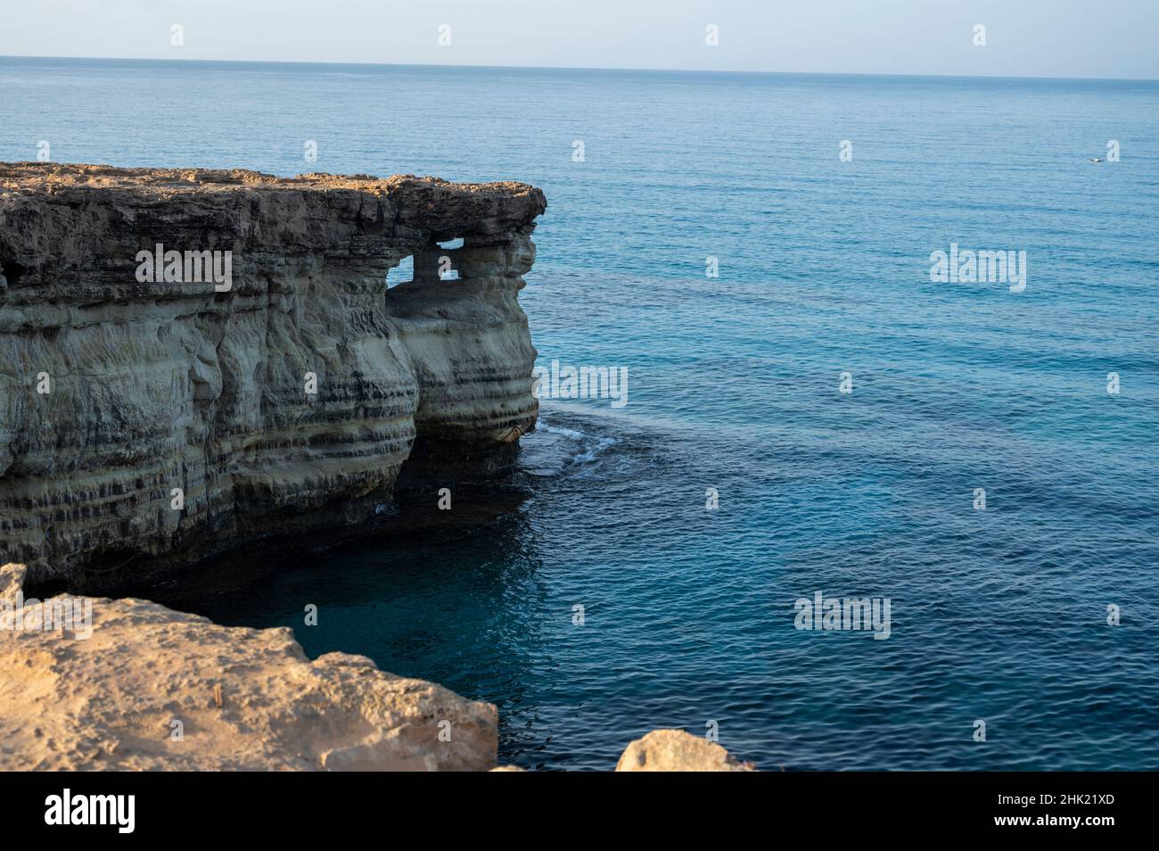 National park Cape Greko, view on natural sea caves and turquoise water ...