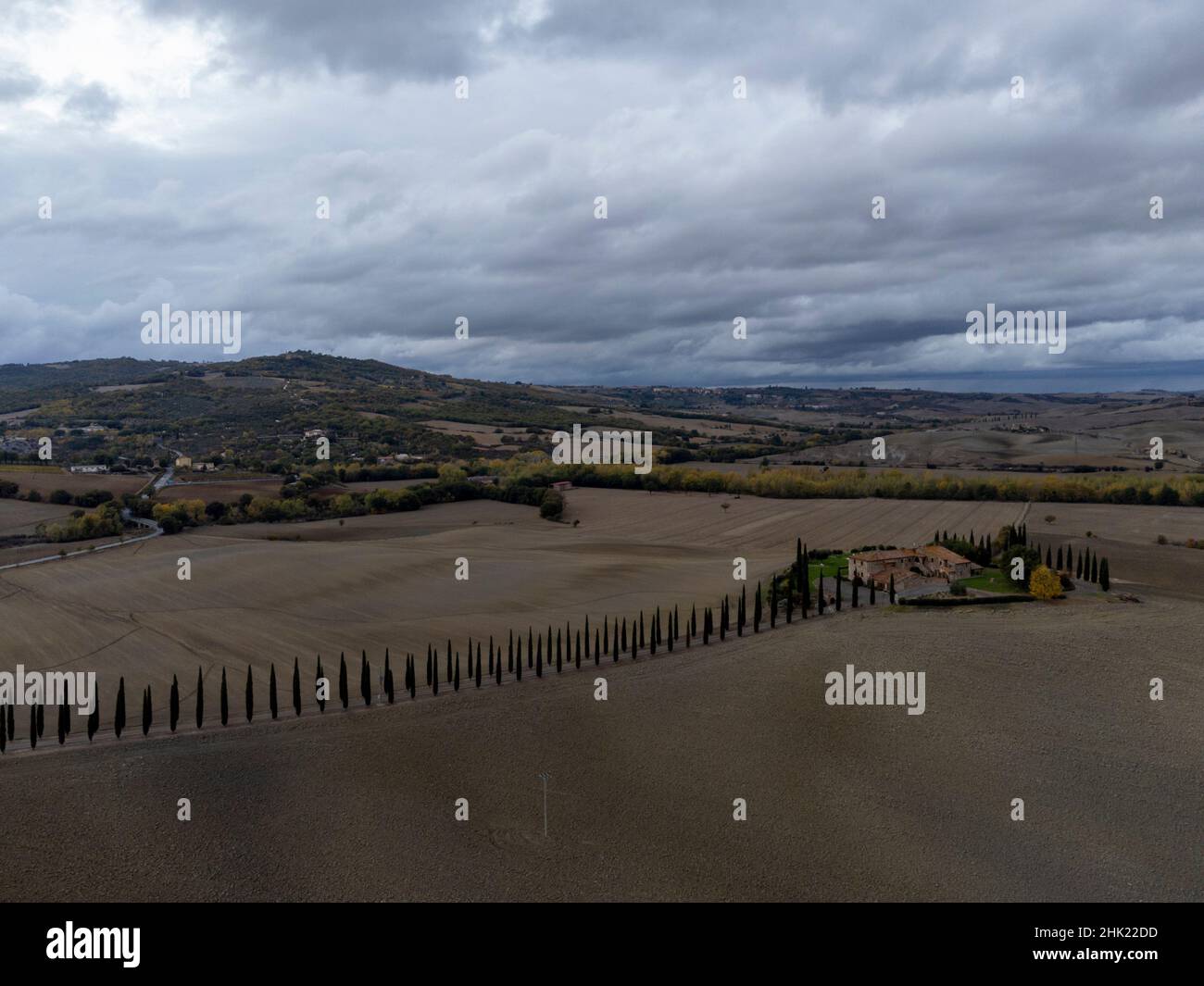 Aerial view on hills of Val d'Orcia, Tuscany, Italy. Tuscan landscape ...