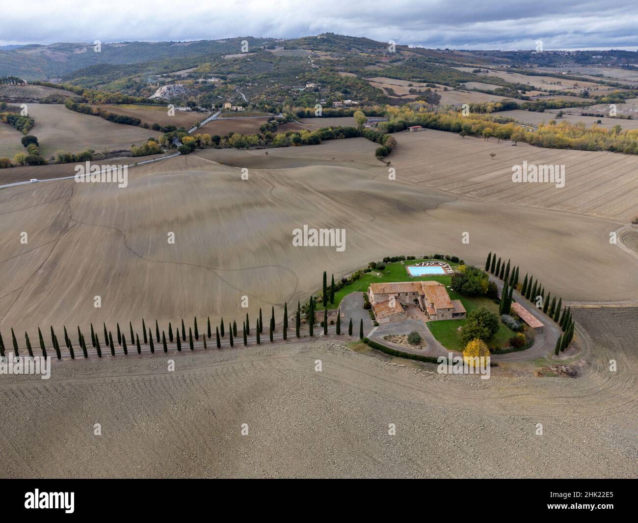 Aerial view on hills of Val d'Orcia, Tuscany, Italy. Tuscan landscape ...