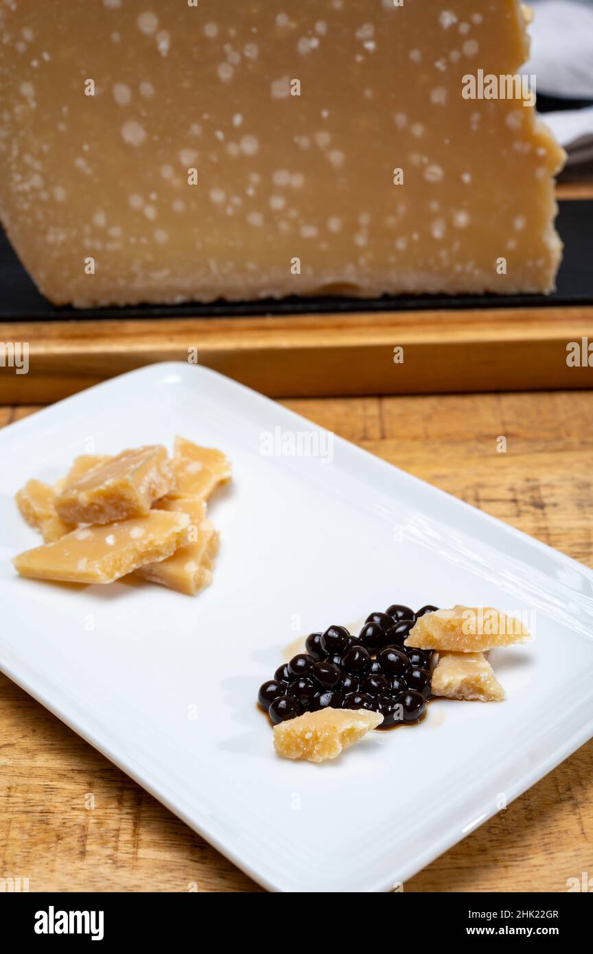 Tasting of 72 months very old Italian parmigiano-reggiano parmesan ...