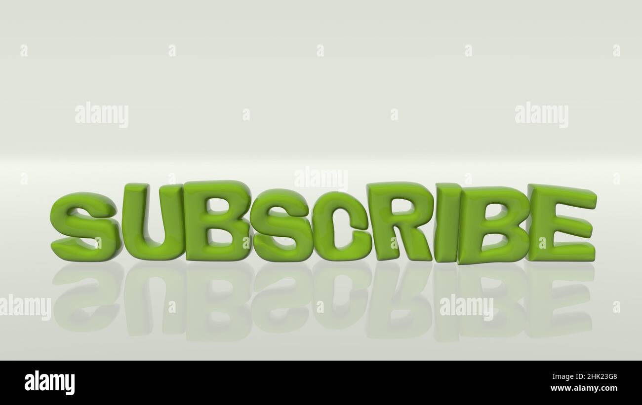 A 3D Render Social Media Jelly Cartoon Subscribe Word Stock Photo - Alamy