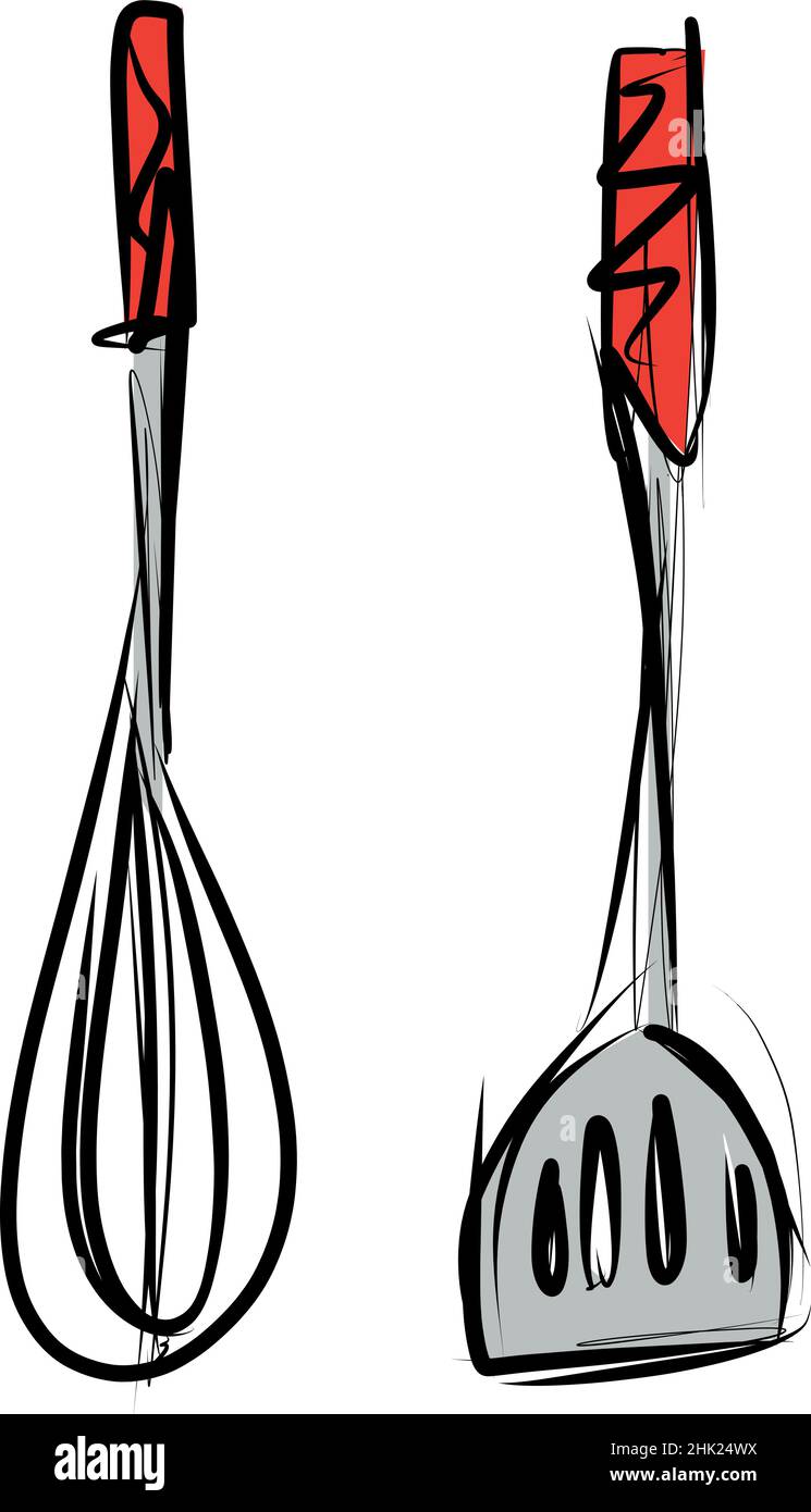 Kitchen Tools And Cooking Utensils Icon Spatula And Whisk Vector