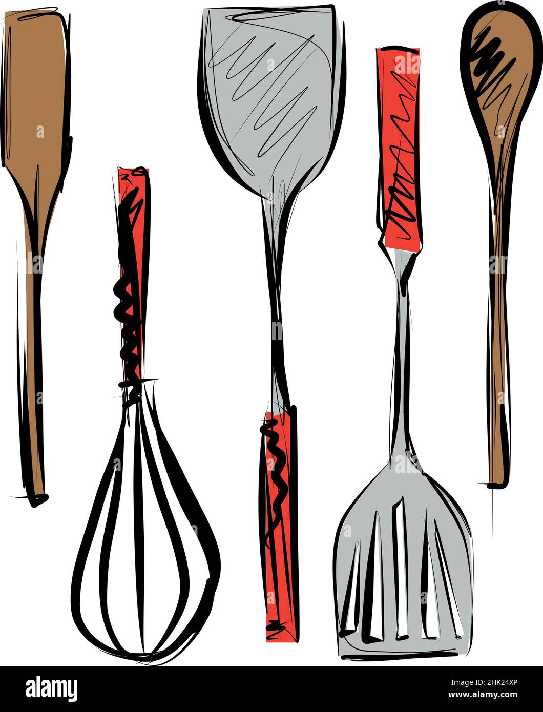 Sketch Of Kitchen Tools And Cooking Utensils Icon Spatula Whisk And