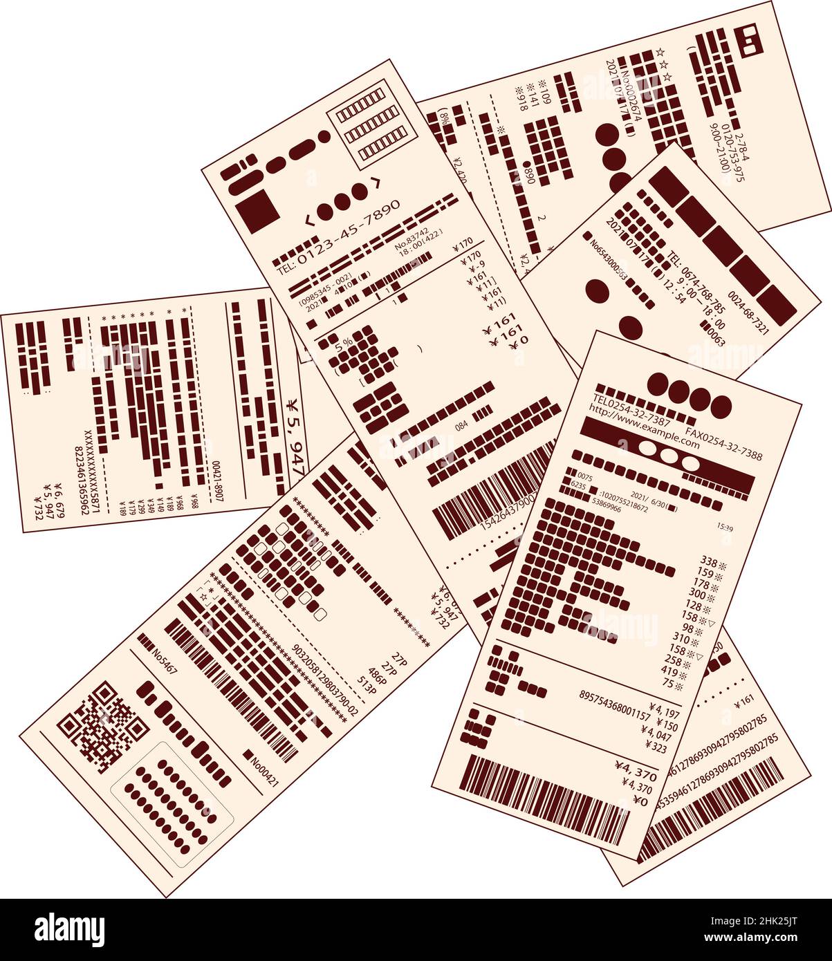 This is a illustration of Bunch of accumulated receipt Stock Vector ...