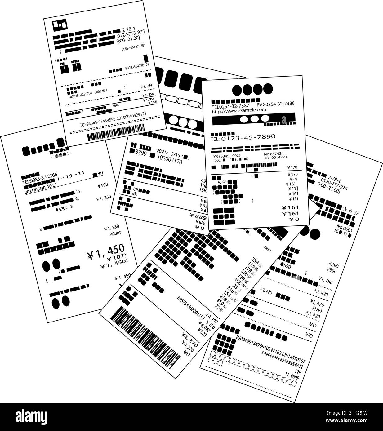 Receipts pile Stock Vector Images - Alamy