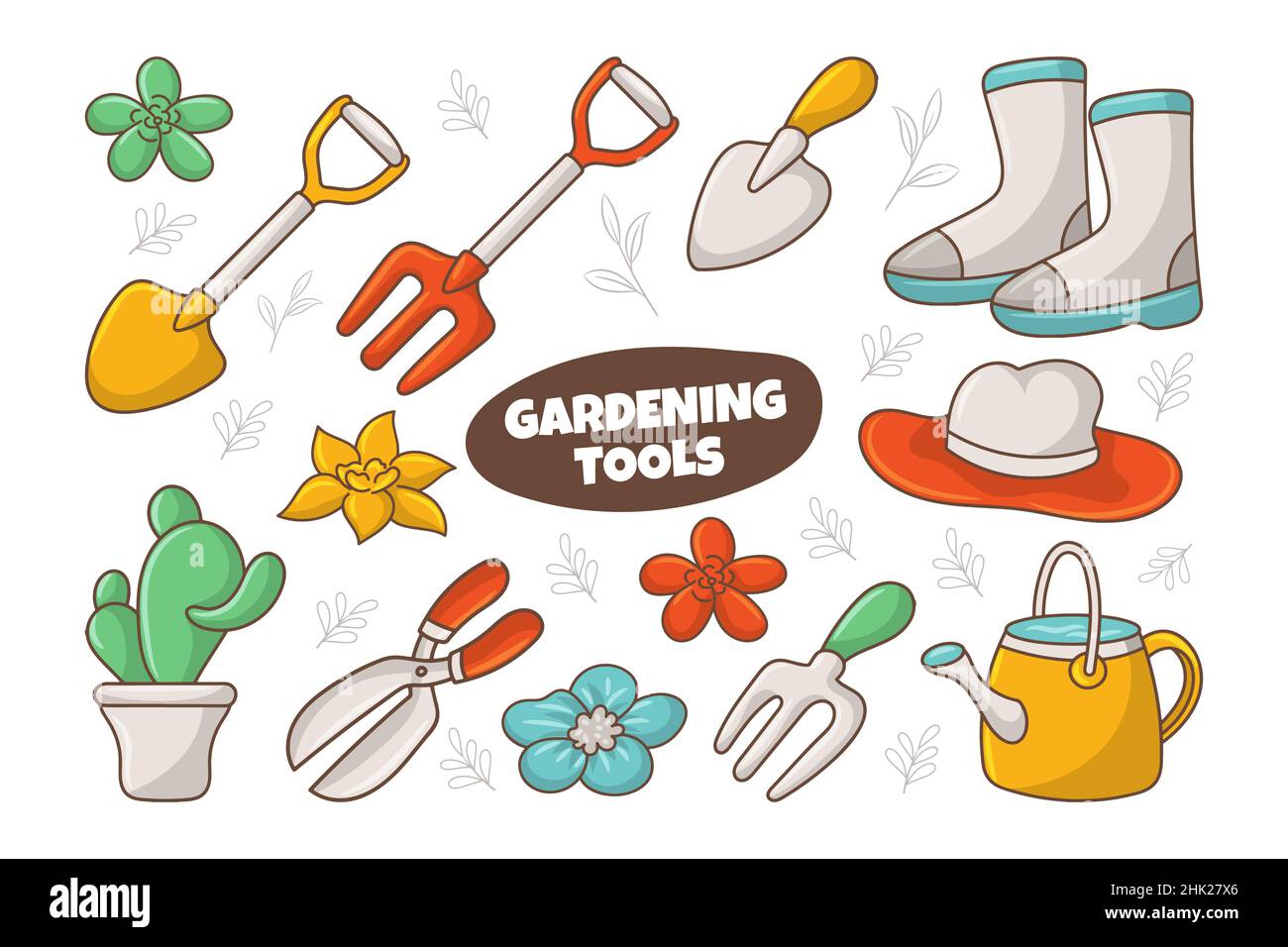 Gardening tools clipart set Stock Vector Images - Alamy