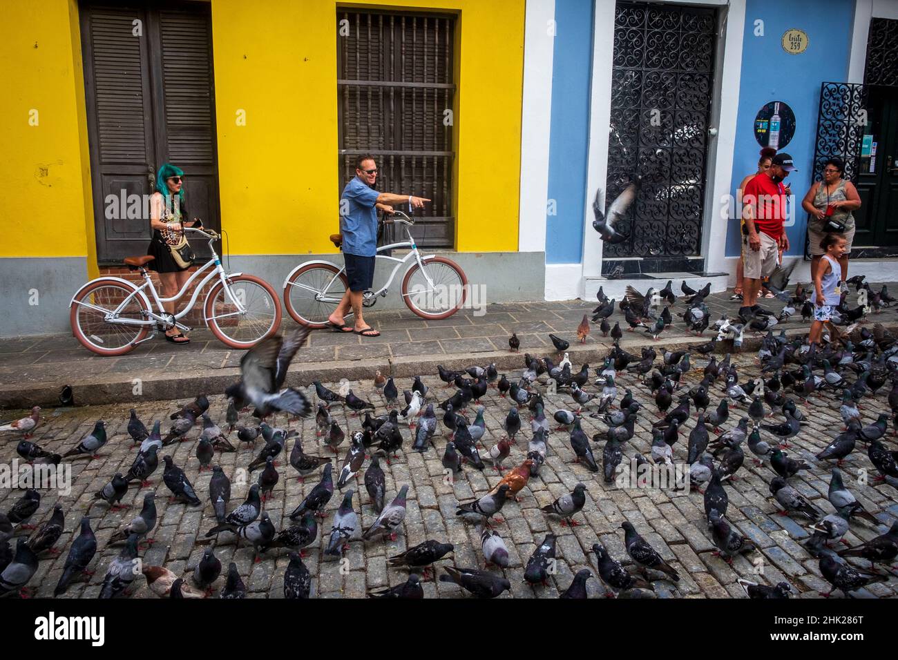 Tourists at the Parque de las Palomas, San Juan, Puerto Rico Stock ...