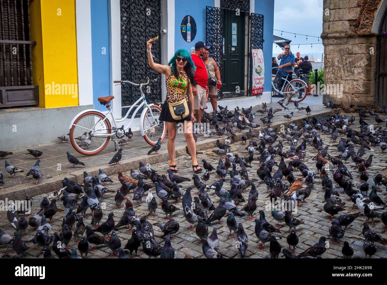 Tourists at the Parque de las Palomas, San Juan, Puerto Rico Stock ...