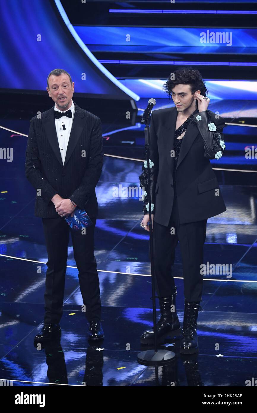 Sanremo, 72nd Italian Song Festival, First Evening. The singers. In the ...