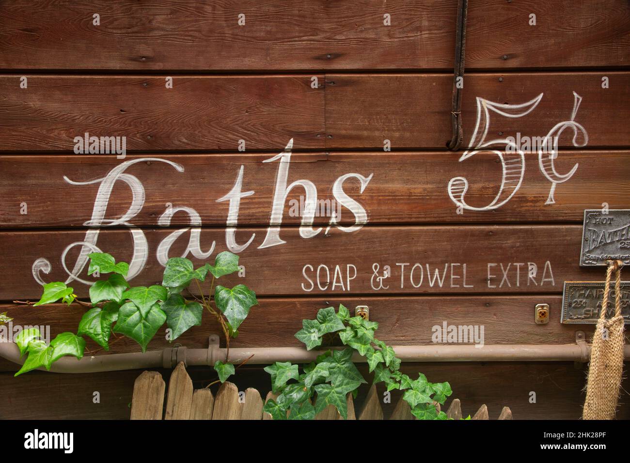 Bath sign, Locke, California Stock Photo - Alamy