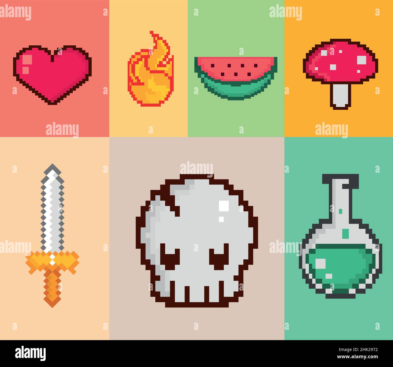 Pixelated video game icons hi-res stock photography and images - Alamy