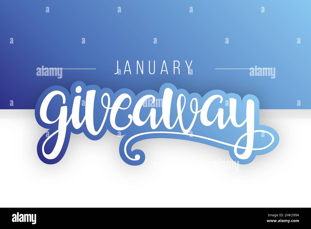Digital render of a blue white January Giveaway sign Stock Photo - Alamy