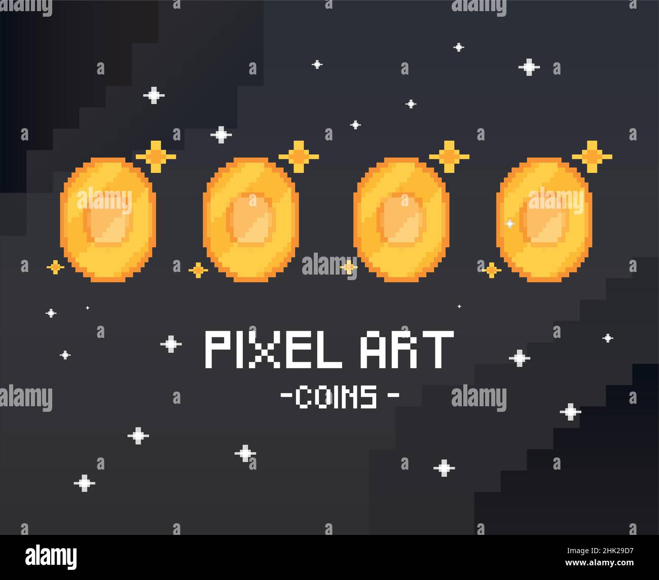pixel art coins Stock Vector Image & Art - Alamy