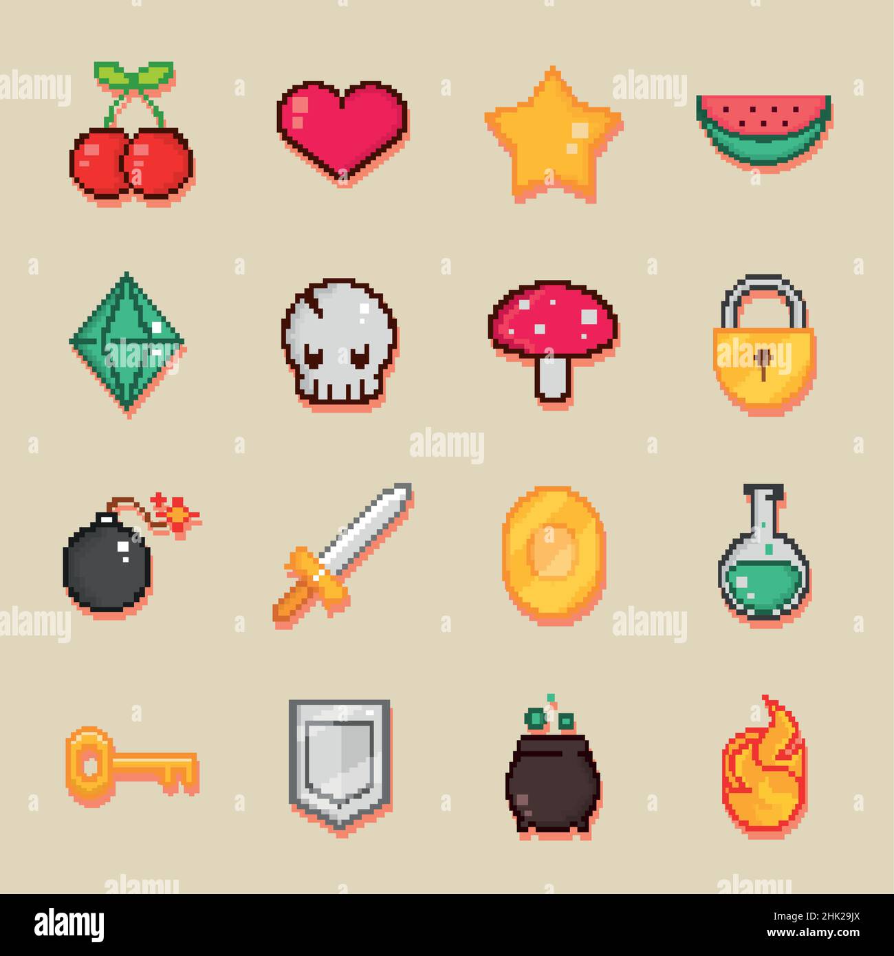 pixel video game collection Stock Vector Image & Art - Alamy