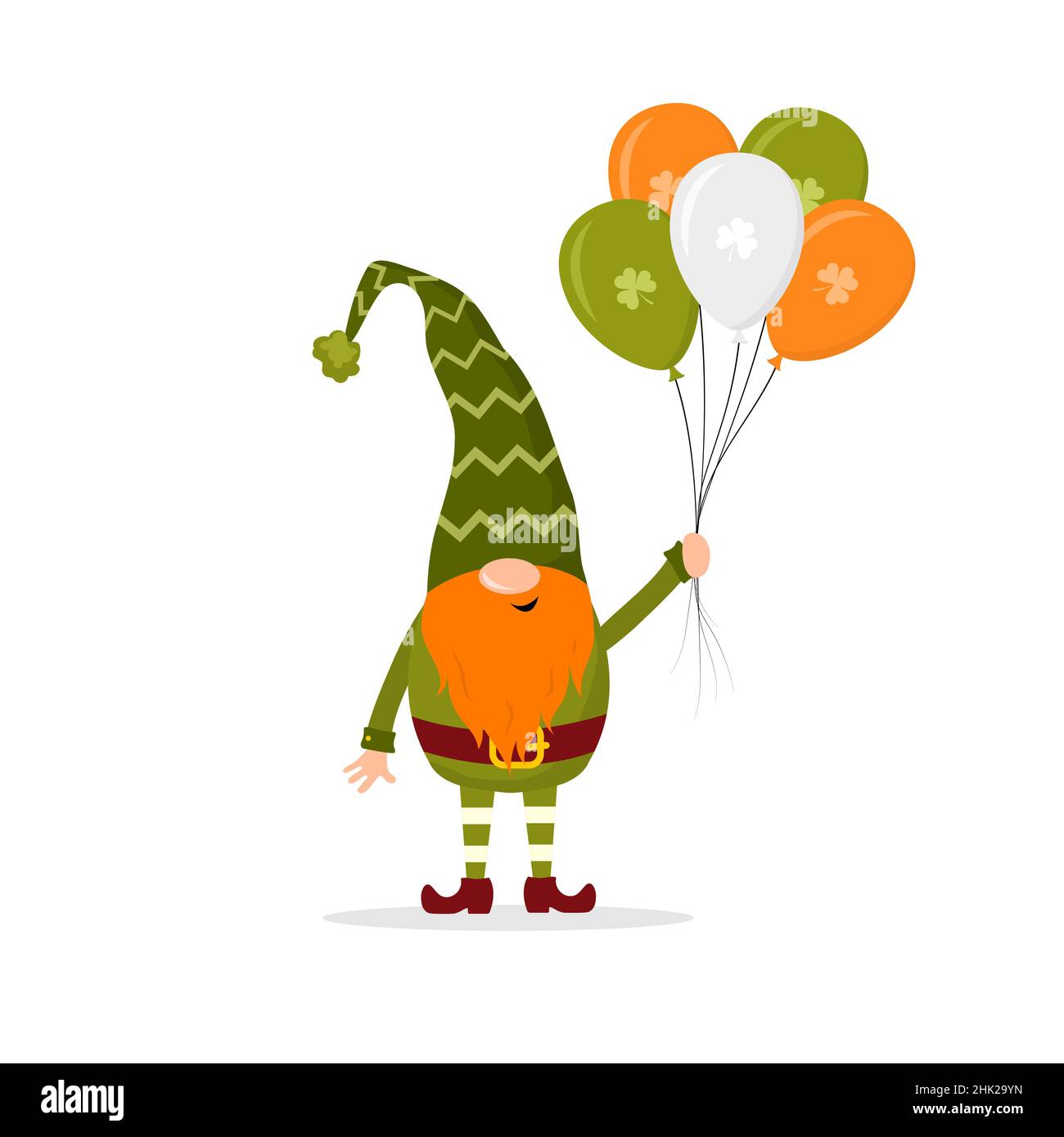 St. Patrick day gnome. Cute leprechaun with balloons. Vector ...