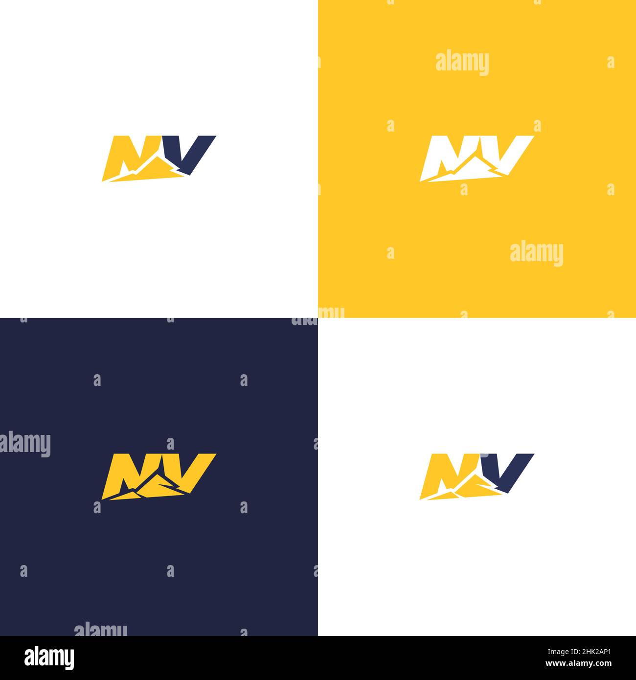 Mountain logo with simple and modern initials of the letter NV 3 Stock ...