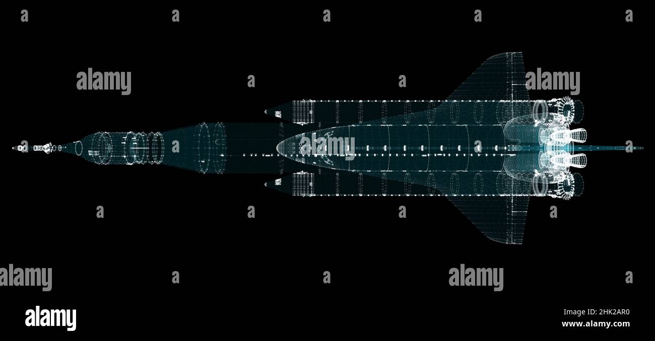 Abstract space rocket and shuttle. All of the particles Stock Photo - Alamy
