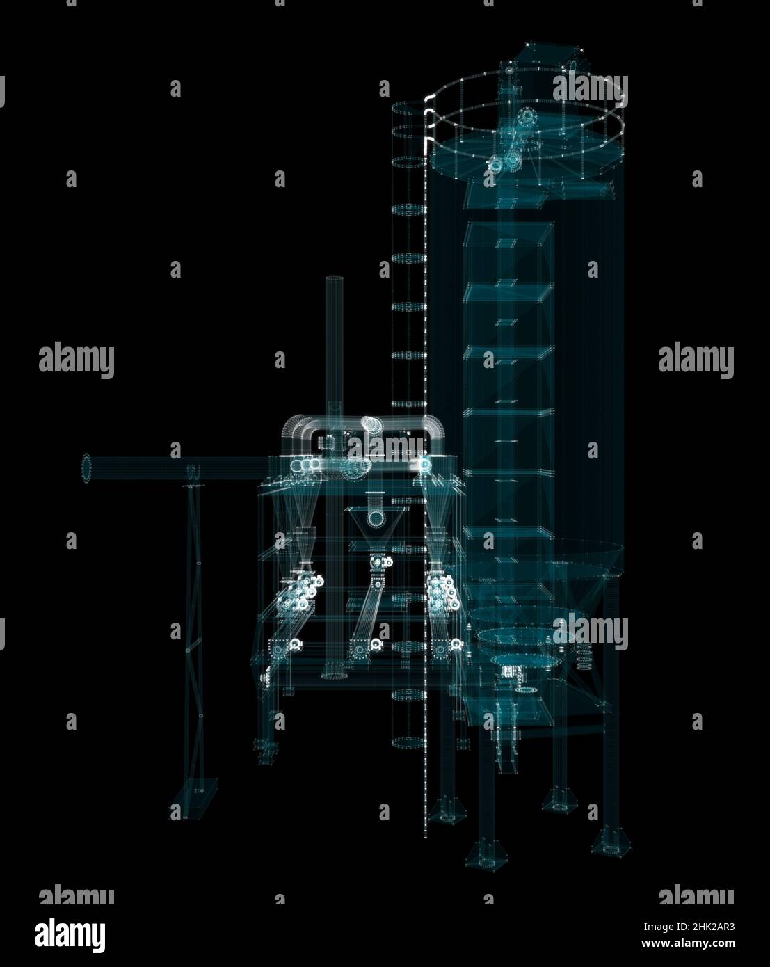 Particle hologram industrial equipment, valves, pipes and sensors Stock ...
