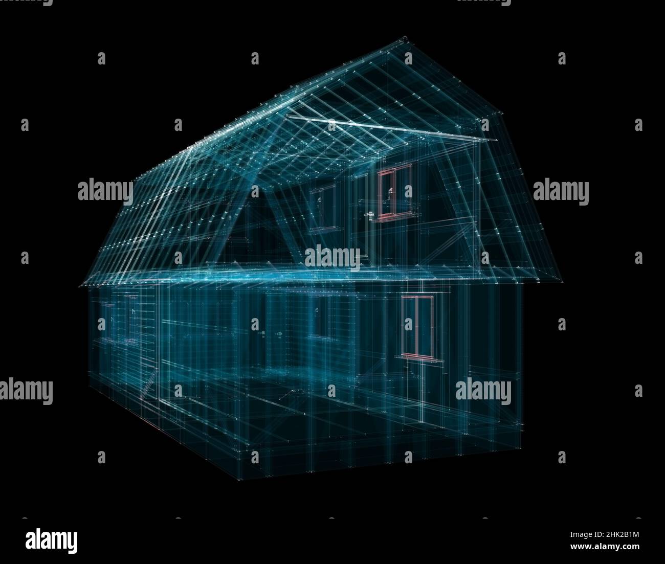 3D Digital house of particles Stock Photo - Alamy
