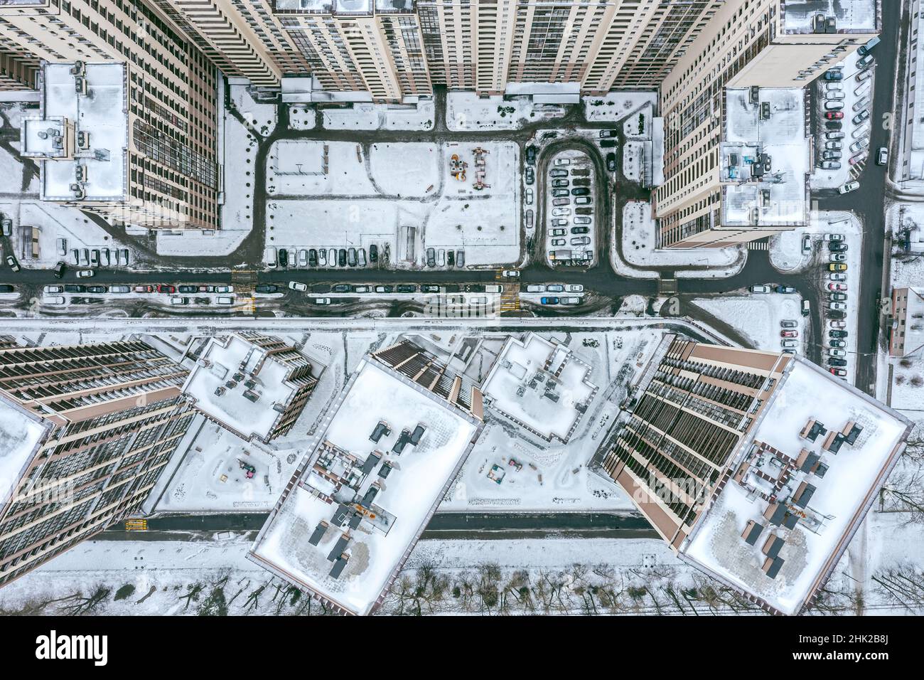 inner yard surrounded by high-rise residential buildings. urban ...