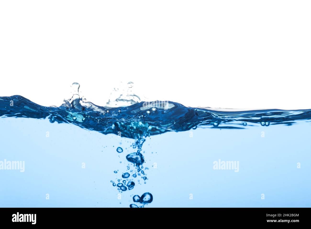 Abstract clean flow ripple surface on liquid. Light blue water wave with air bubbles and a ...