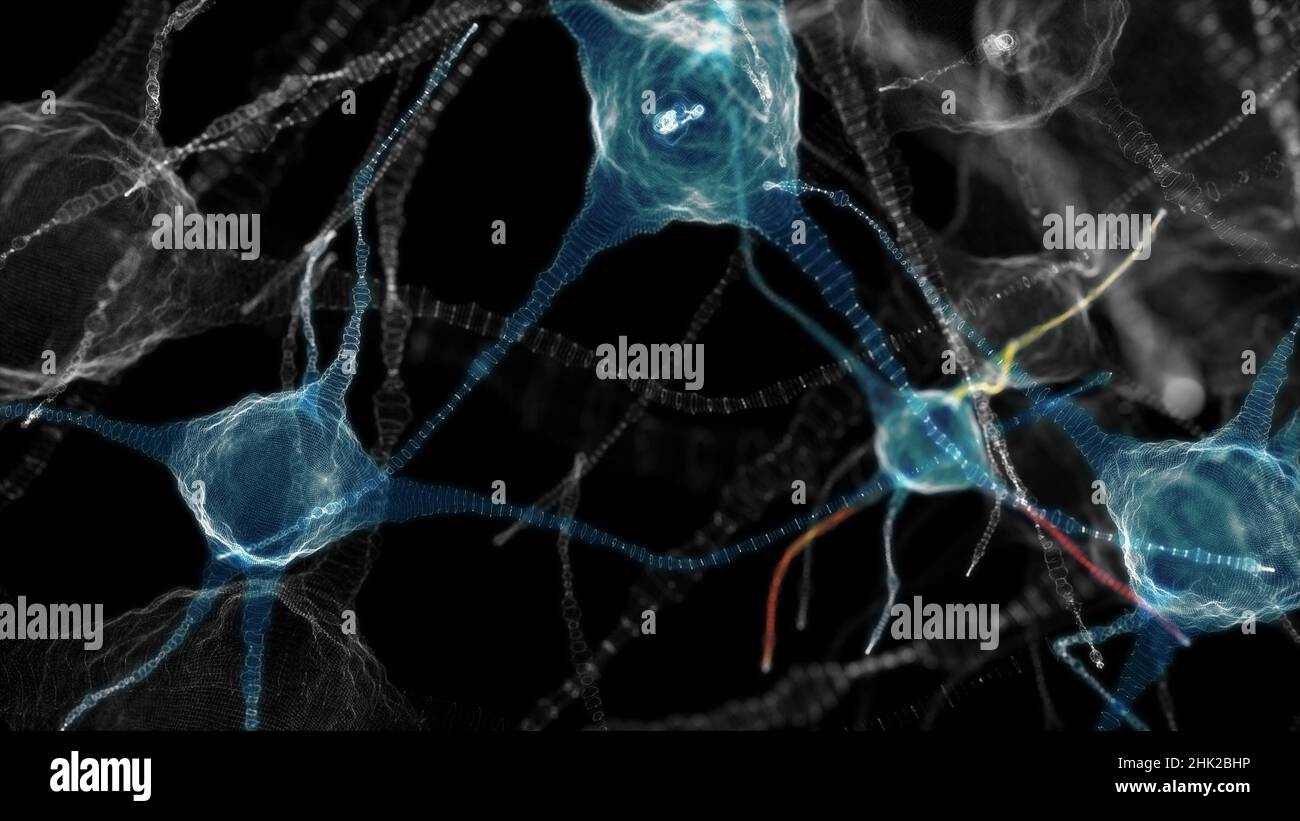 Neuronal network of neuron cells. 3D illustration Stock Photo - Alamy