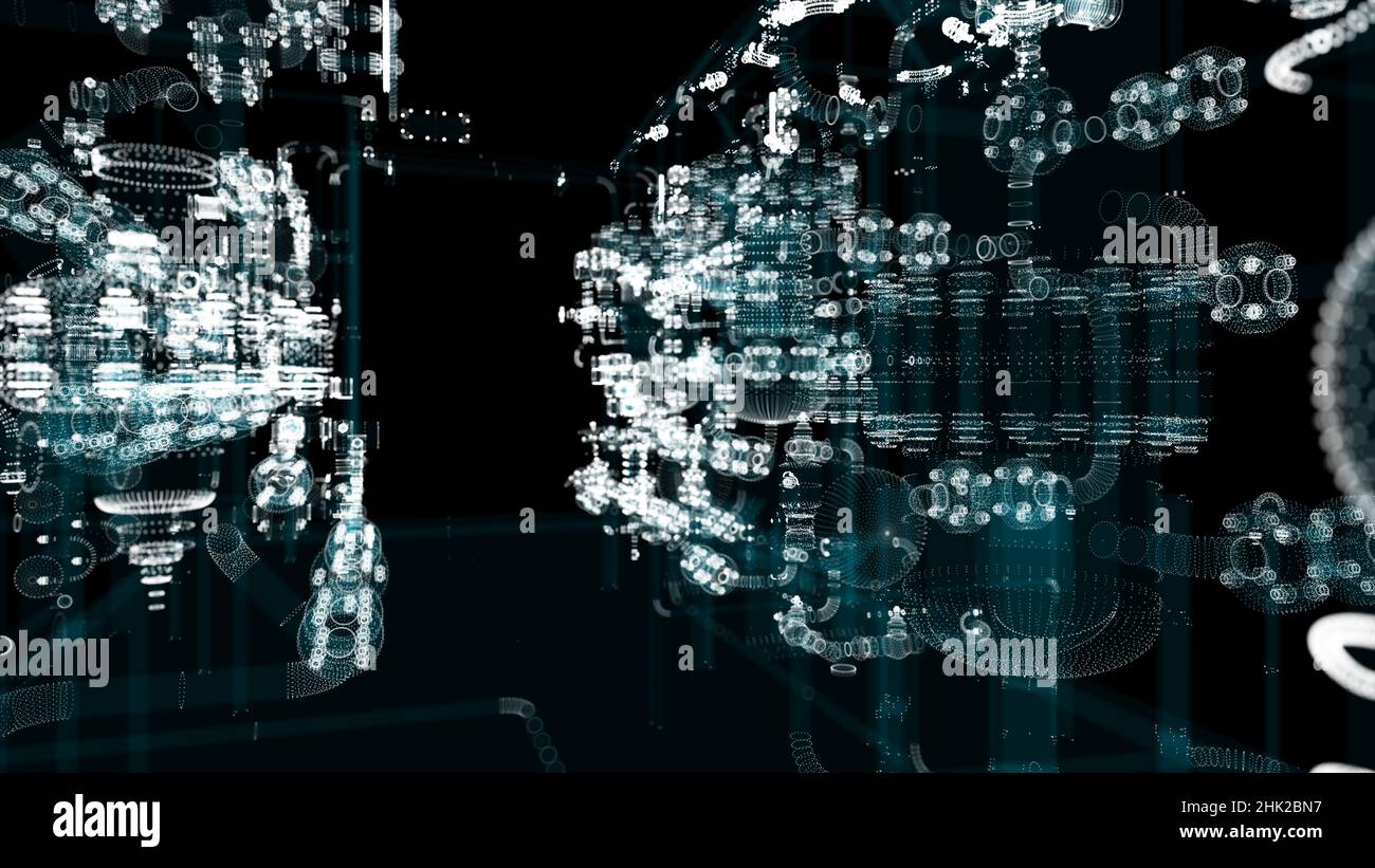 Particle hologram industrial equipment, valves, pipes and sensors Stock ...