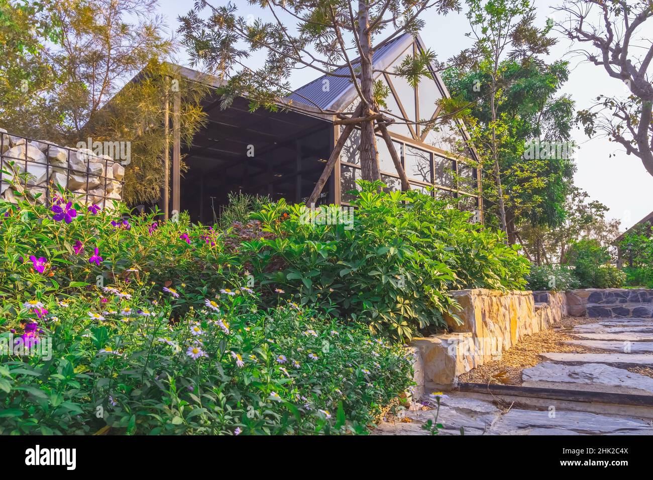 KANCHANABURI,THAILAND - FEBRUARY 19, 2021 : Beautiful garden decoration ...