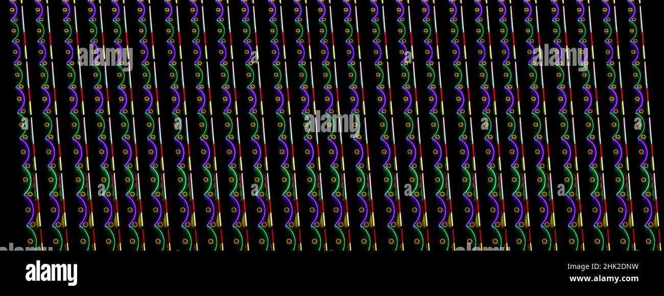 Vintage Neon Sign Elements Composite. Repeating Pattern of Neon Sign ...