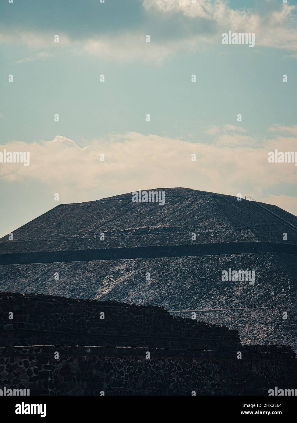 Beautiful scene of a blue cloudy sky over the Pyramid of the Sun in ...