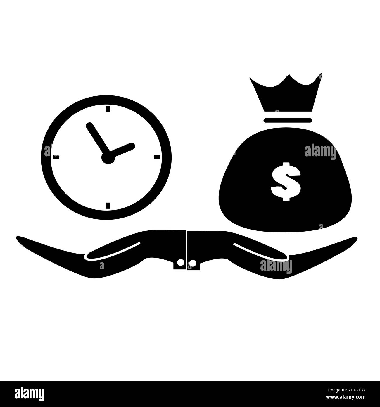 Time is money icon on white background. Sell your time for salary sign ...