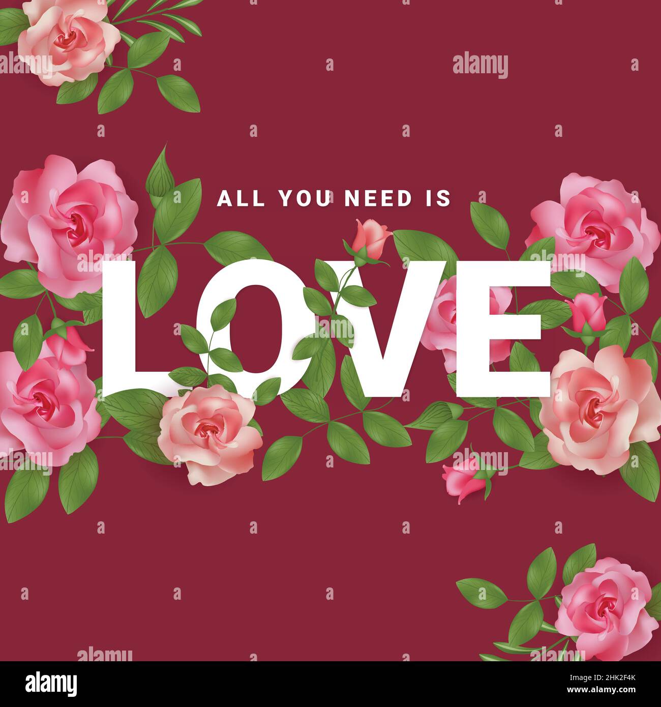 roses background with love word design vector illustration Stock Vector ...
