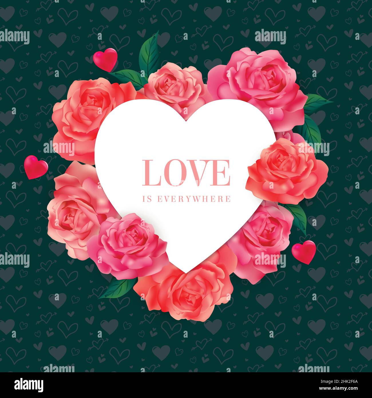 heart banner with beautiful roses design vector illustration Stock ...