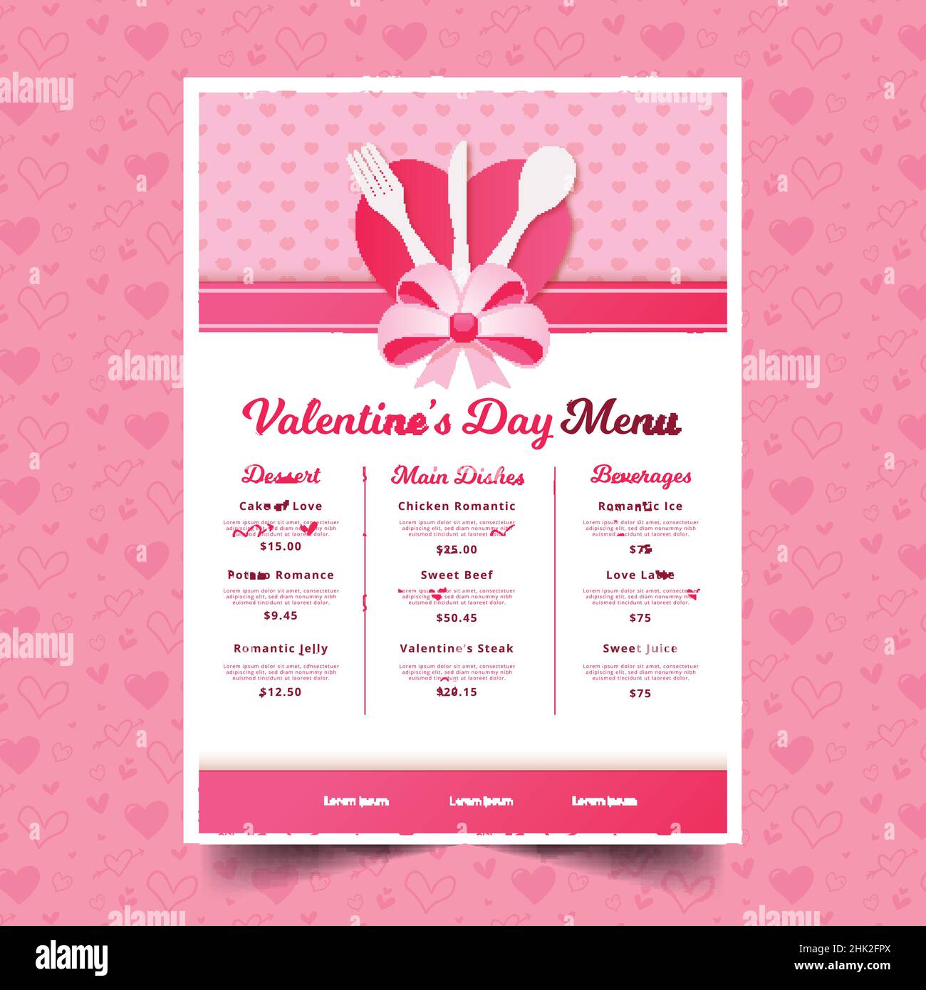 valentine menu template design vector illustration Stock Vector Image ...