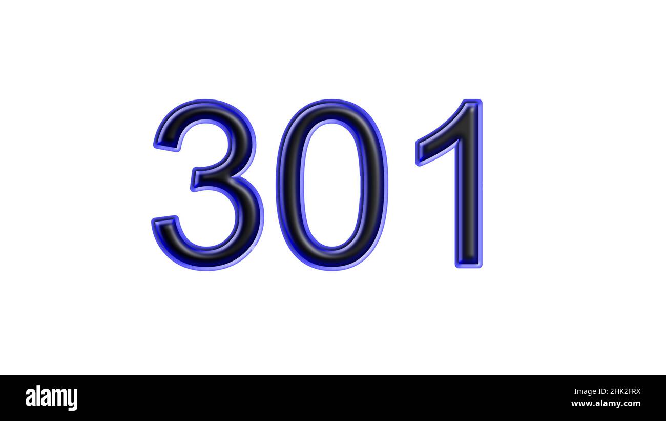 blue 301 number 3d effect white background Stock Photo - Alamy