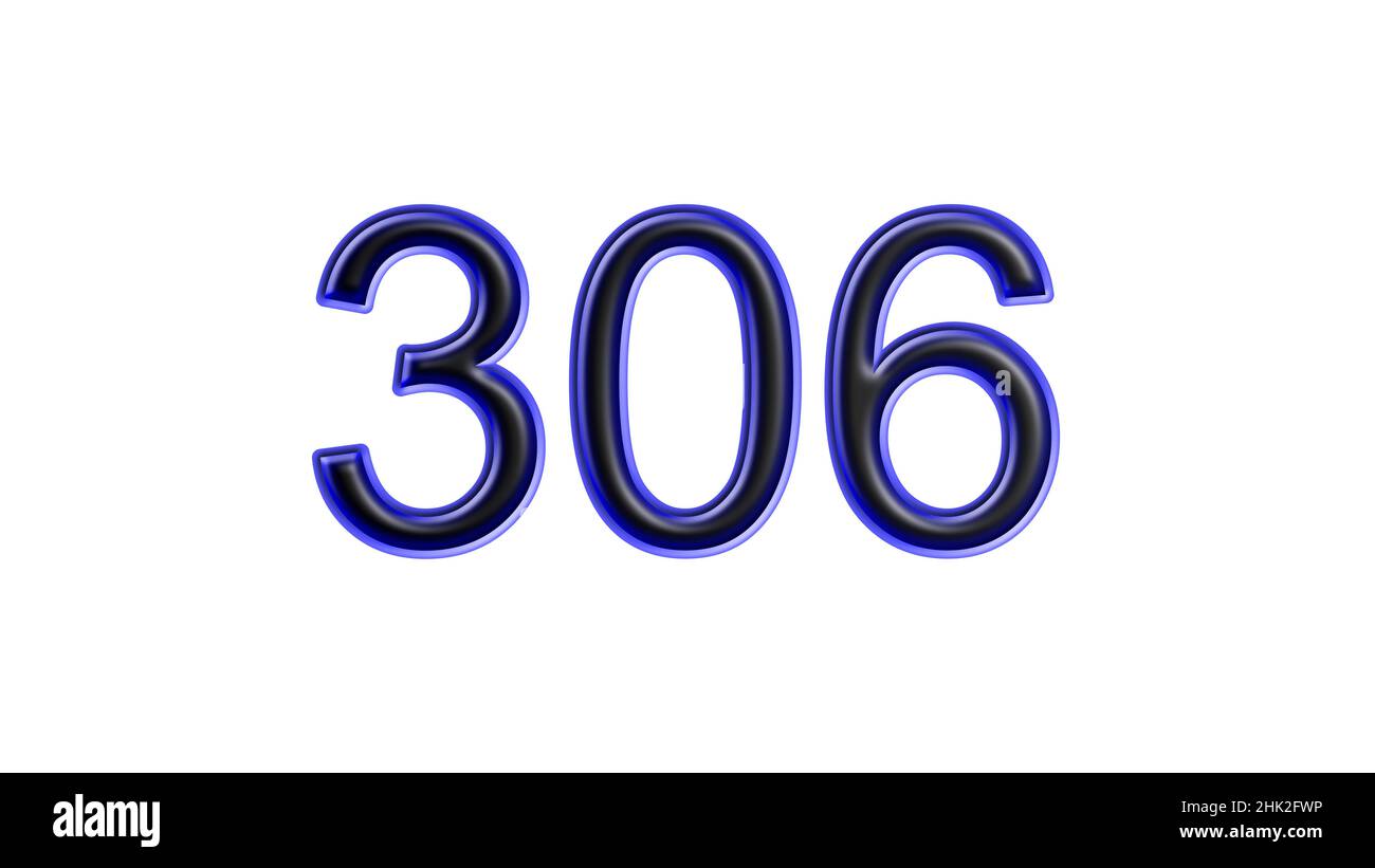 blue 306 number 3d effect white background Stock Photo - Alamy