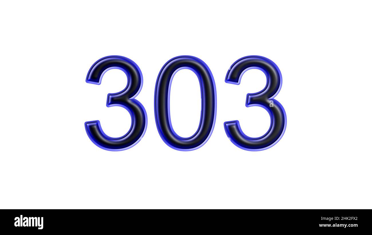 blue 303 number 3d effect white background Stock Photo - Alamy