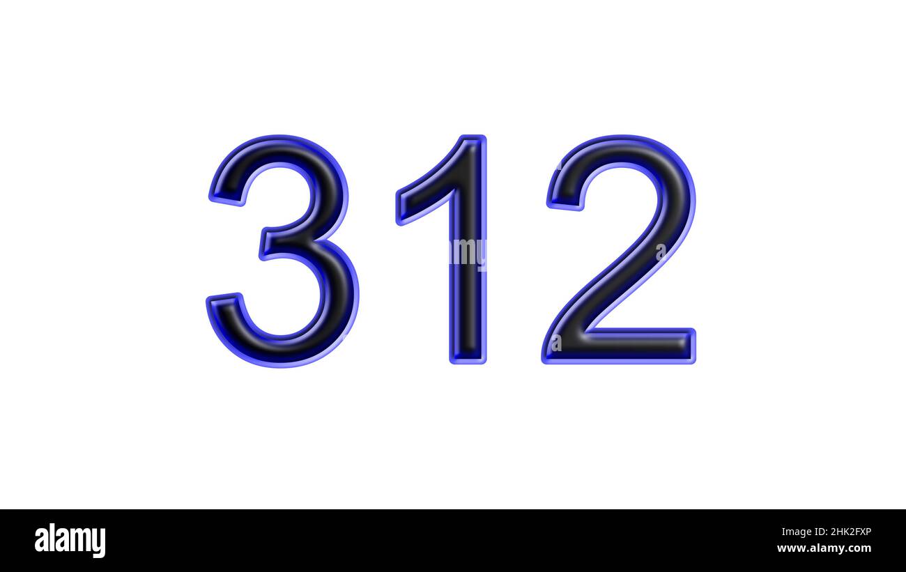 blue 312 number 3d effect white background Stock Photo - Alamy