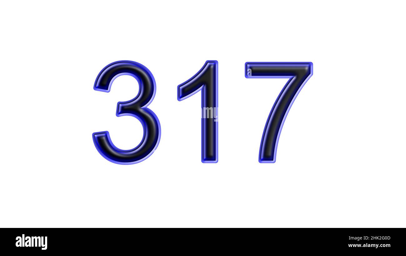 blue 317 number 3d effect white background Stock Photo - Alamy