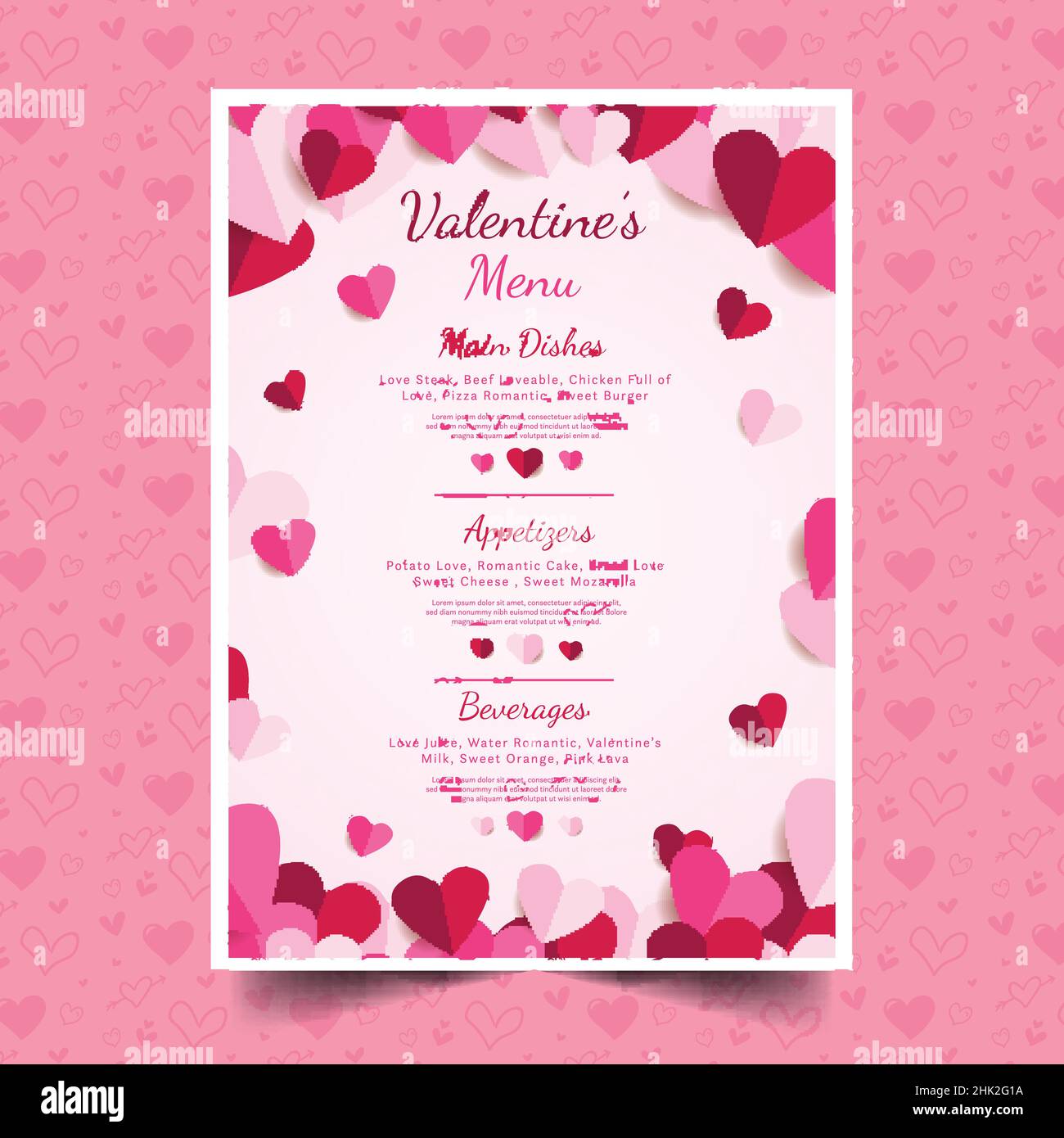 valentine menu template design vector illustration Stock Vector Image ...