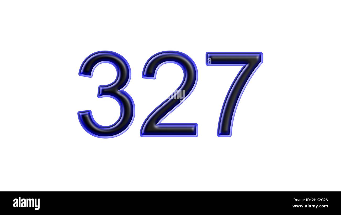blue 327 number 3d effect white background Stock Photo - Alamy