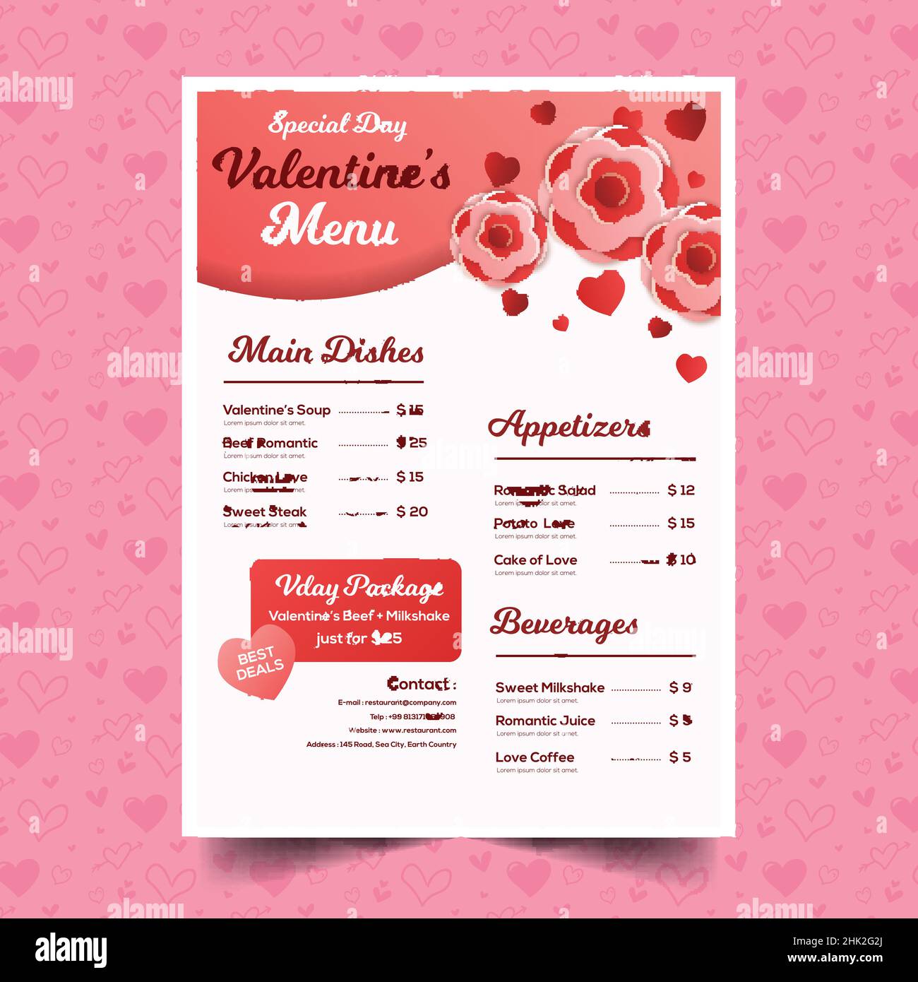 valentine menu template design vector illustration Stock Vector Image ...